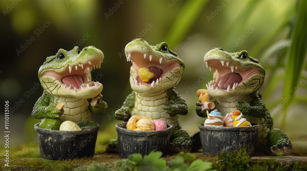 Cute crocodile characters set isolated on white background ...