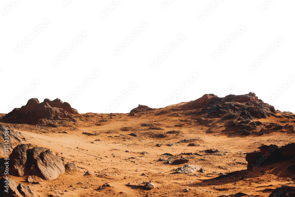 Martian landscape isolated on transparent background. Barren rocky ...