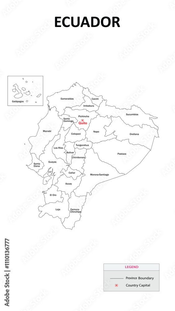 Ecuador Map. State and district map of Ecuador. Administrative map of ...