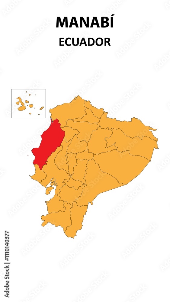 Manabí Map is highlighted on the Ecuador map with detailed state and ...