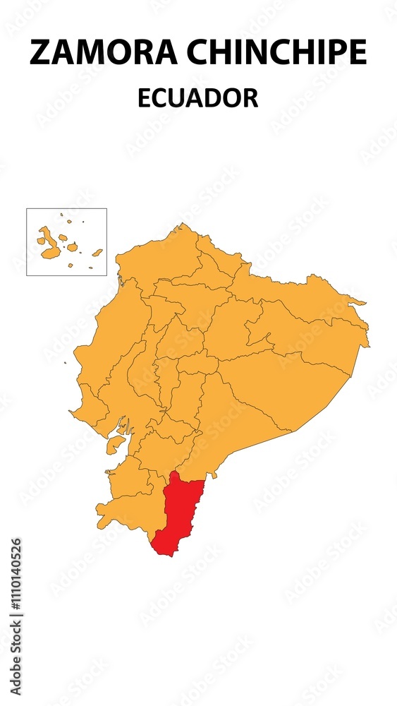 Zamora Chinchipe Map is highlighted on the Ecuador map with detailed ...