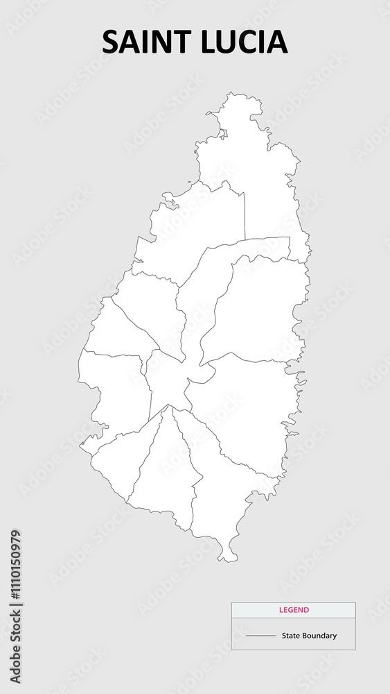 Saint Lucia Map. State map of Saint Lucia. Administrative map of Saint ...