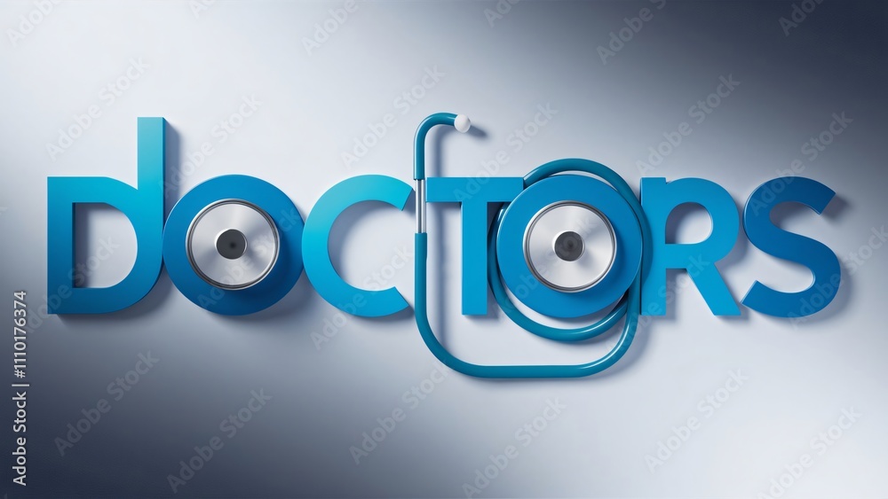 Modern Doctors Logo Design, 3D Stethoscope & Blue Text for Medical ...