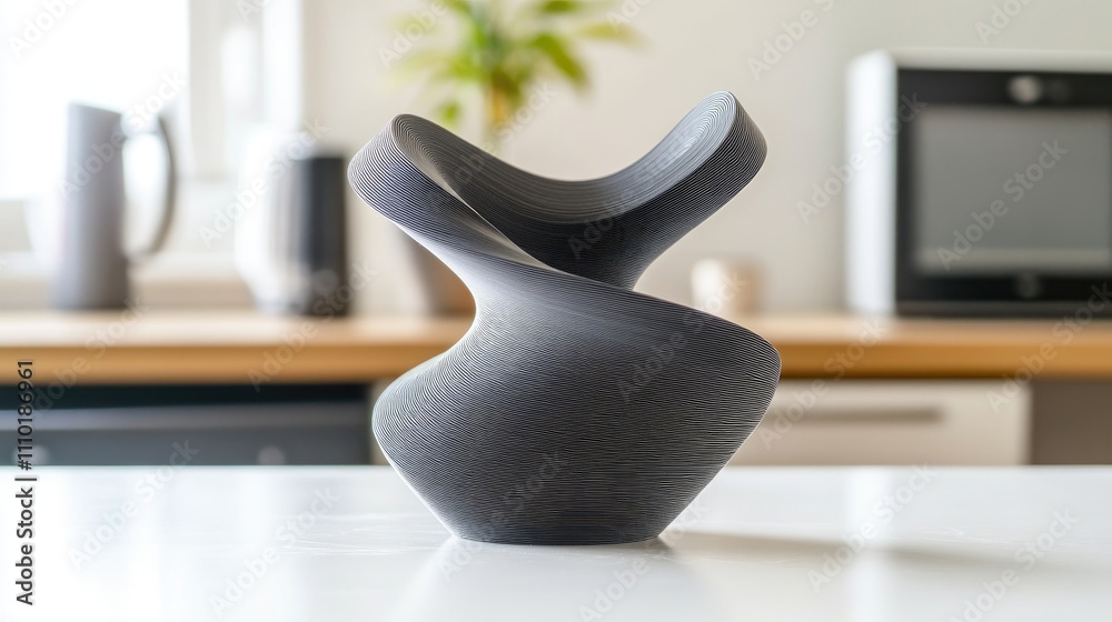 Modern gray abstract 3D printed sculpture showcasing innovation in ...