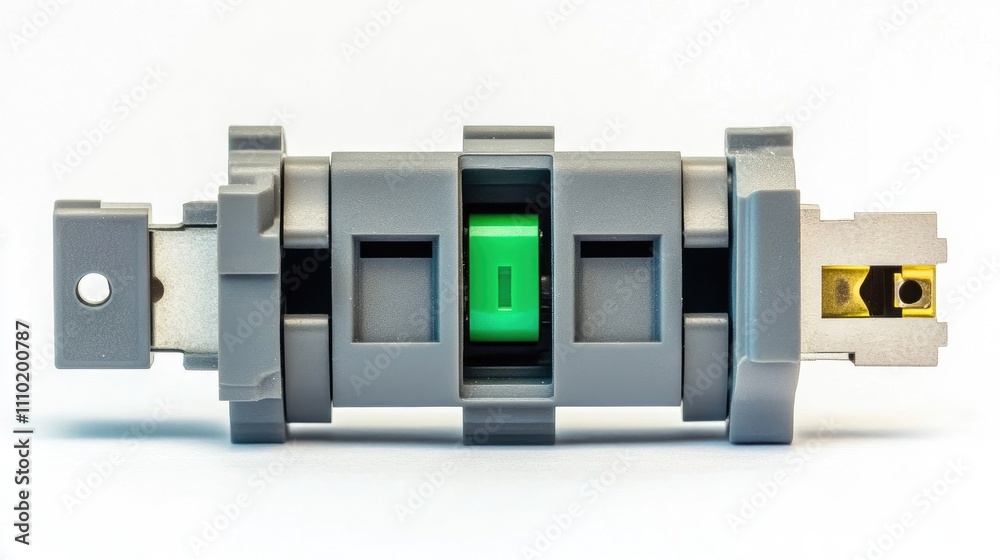 Miniature Circuit Breaker MCB safety device gray housing green switch ...