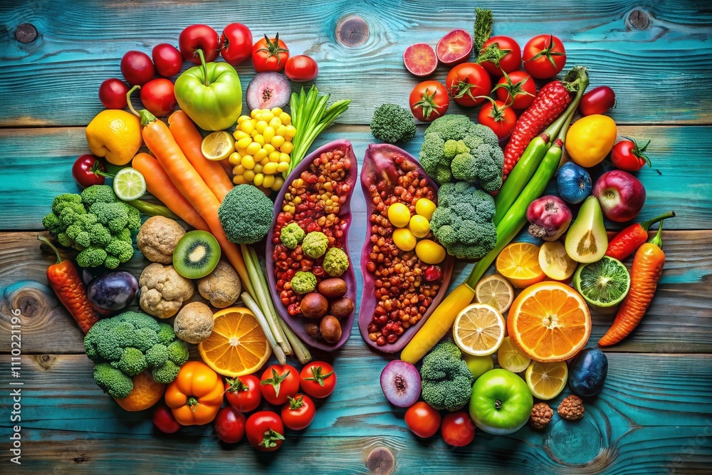 Candid Photography of a Lungs Shaped from Fresh Fruits and Vegetables ...