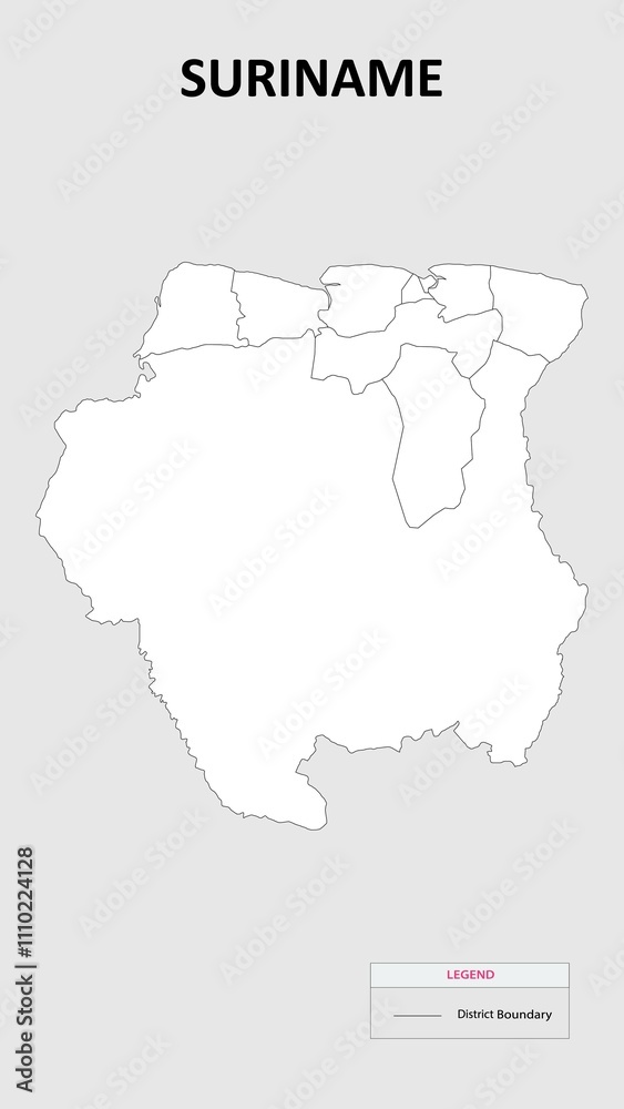 Suriname Map. State map of Suriname. Administrative map of Suriname ...