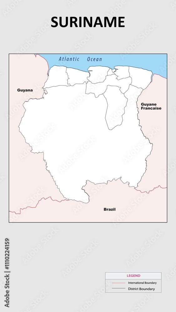 Стоковая иллюстрация «Suriname Map. Political map of Suriname with ...