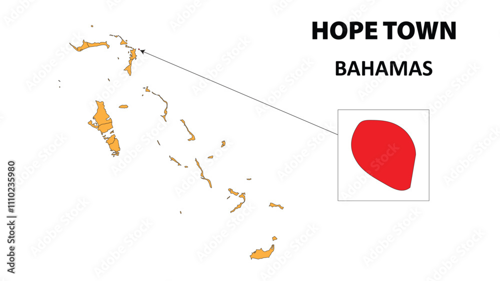 Hope Town Map is highlighted on the Bahamas map with detailed state and ...