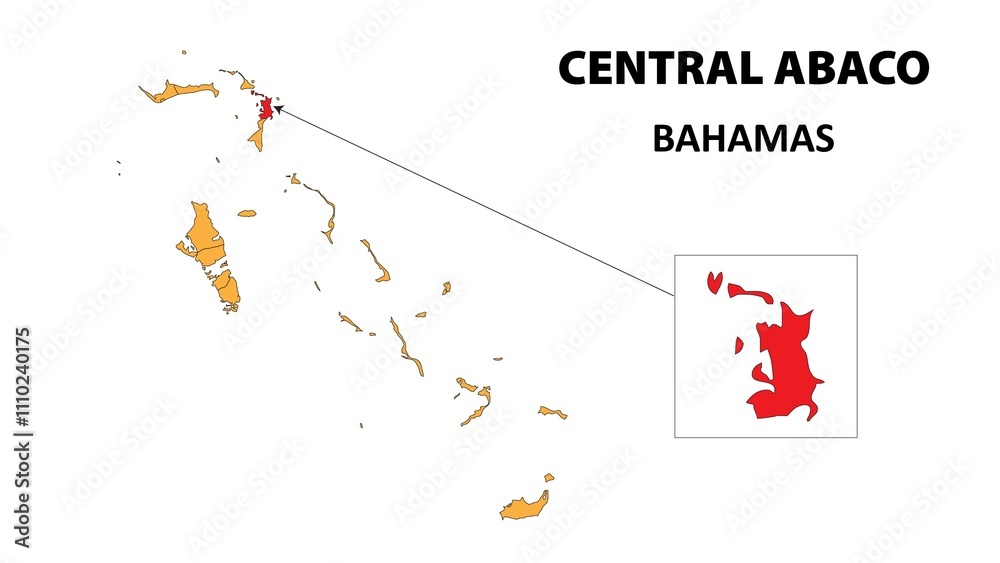 Central Abaco Map is highlighted on the Bahamas map with detailed state ...