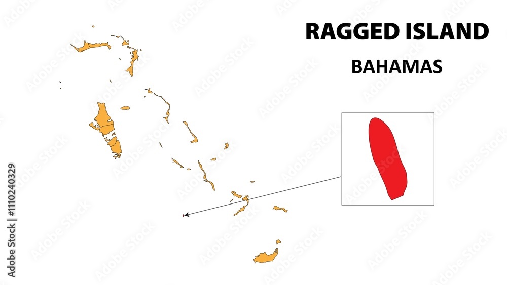 Ragged Island Map is highlighted on the Bahamas map with detailed state ...