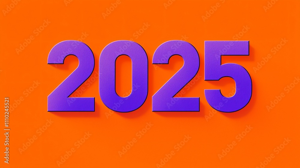 Bold purple numbers signify the year 2025 against a vibrant orange ...