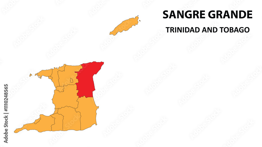 Sangre Grande Map is highlighted on the Trinidad and Tobago map with ...