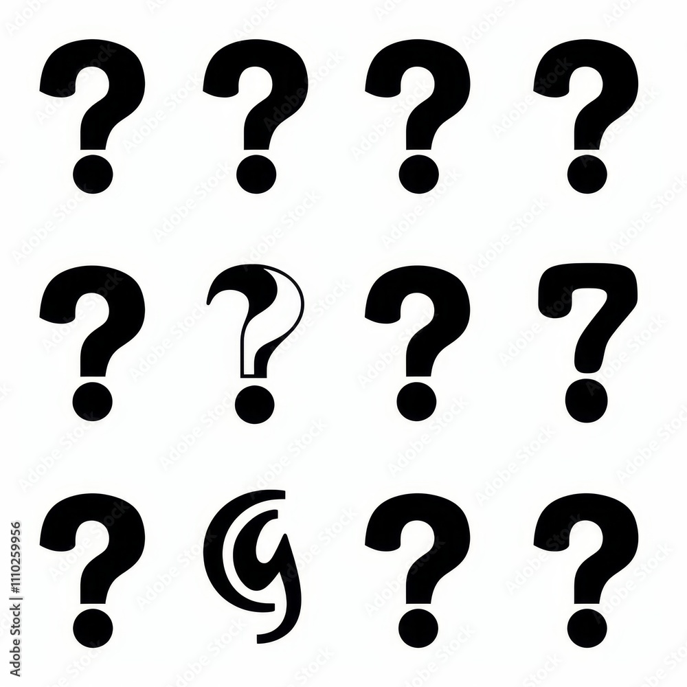 Question mark icon, quiz symbol, interrogation sign, simple rebus silhouette, questions emblem ...