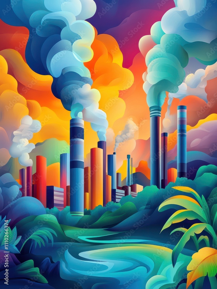 Environmental pollution abstract concept vector illustration set ...