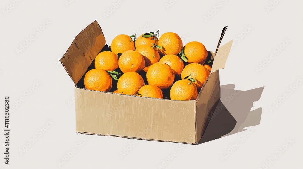 Vector art of a simple cardboard box packed with oranges, showcasing ...