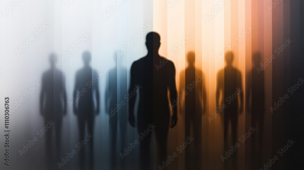 Racial discrimination shown through a blurred spectrum of skin tones ...