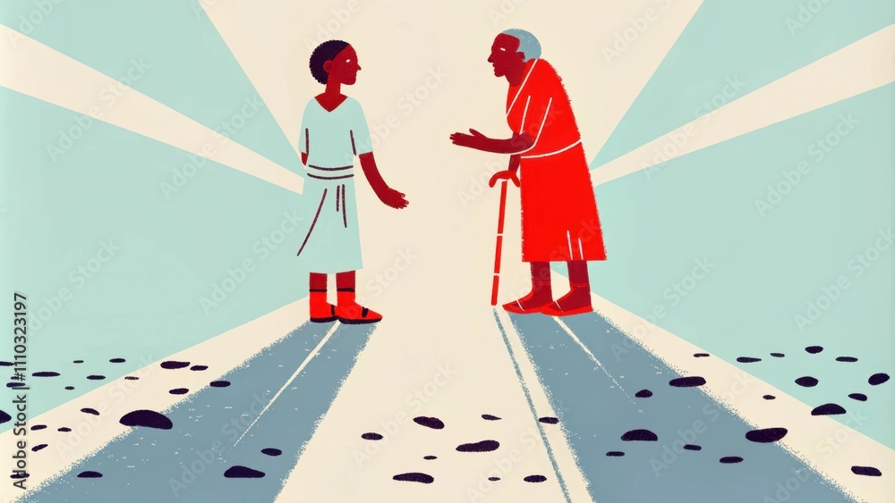 The leper is shown hesitating at the boundary of a community the healer ...