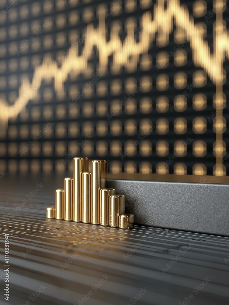 Economic risk indicators inflation rates chart, industrial chic, gray ...