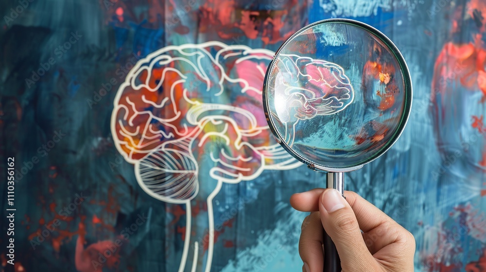 Cognitive Problem and Brain Diseases Concept, Featuring a Magnified ...