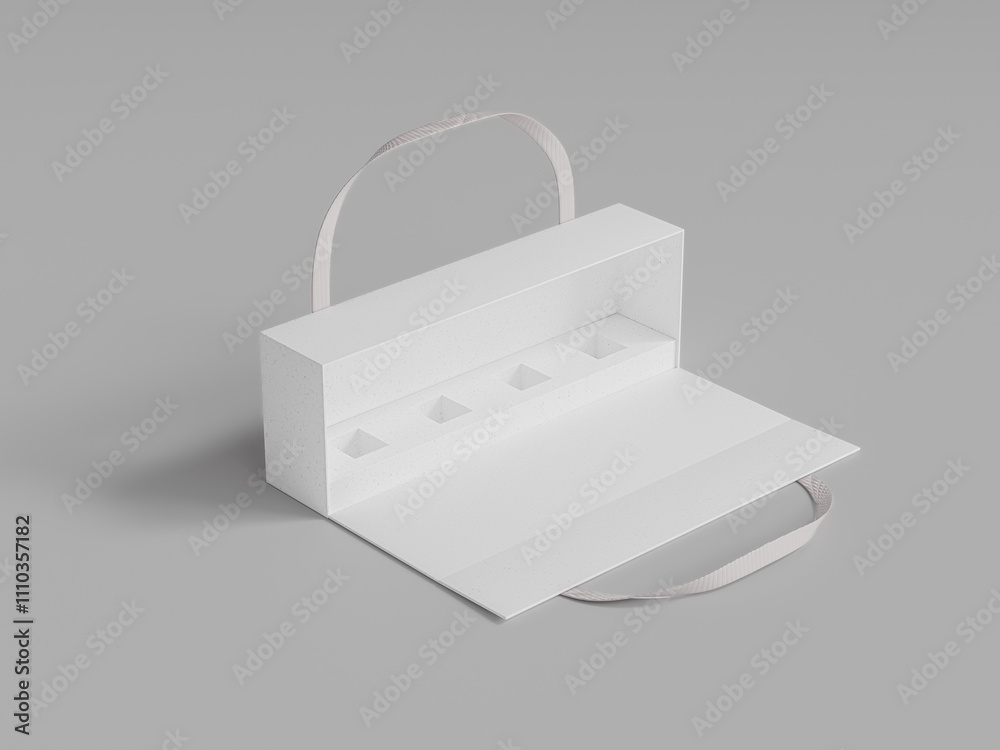 foldable rectangular box with ribbon handle packaging, Flip-open paper ...