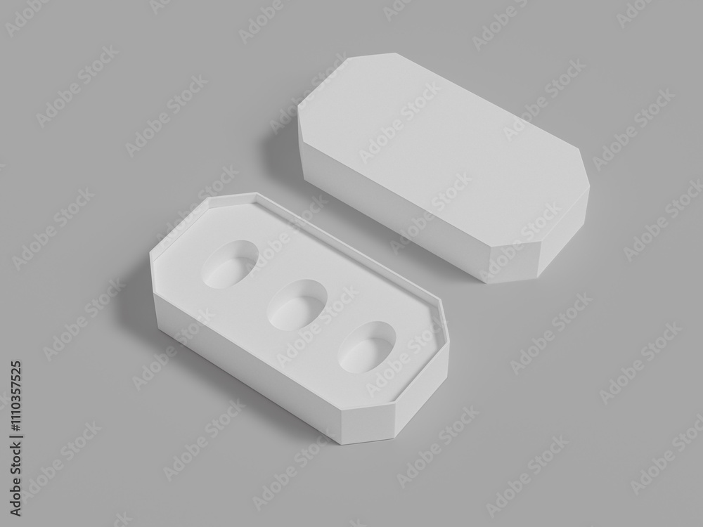 long octagon paper box mockup, empty-design premium geometry shape ...