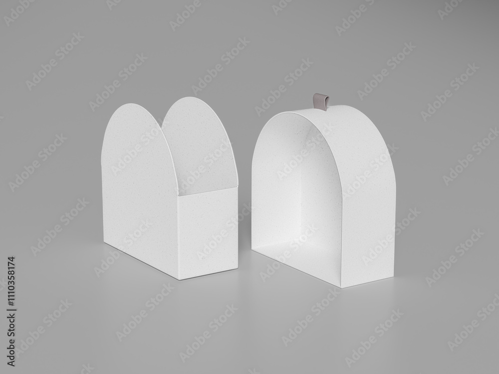 Rounded rectangular box mockup, slide-open radius top door shape drawer ...