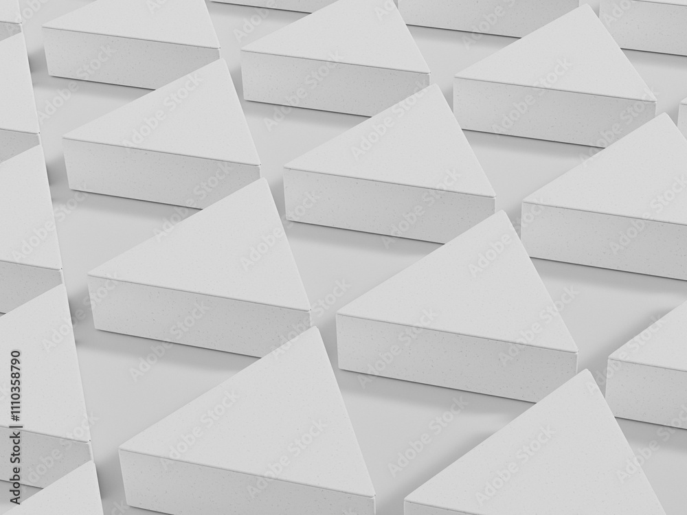 triangle box mockup, triangle shape packagings display array in ...