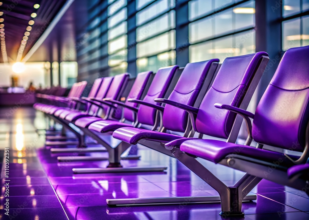 Silhouette of a Row of Purple Priority Seats in an Airport Terminal ...