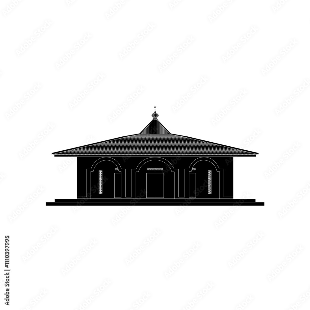 Old Classic Mosque black fill design from 90s era. Masjid An-Nur ...