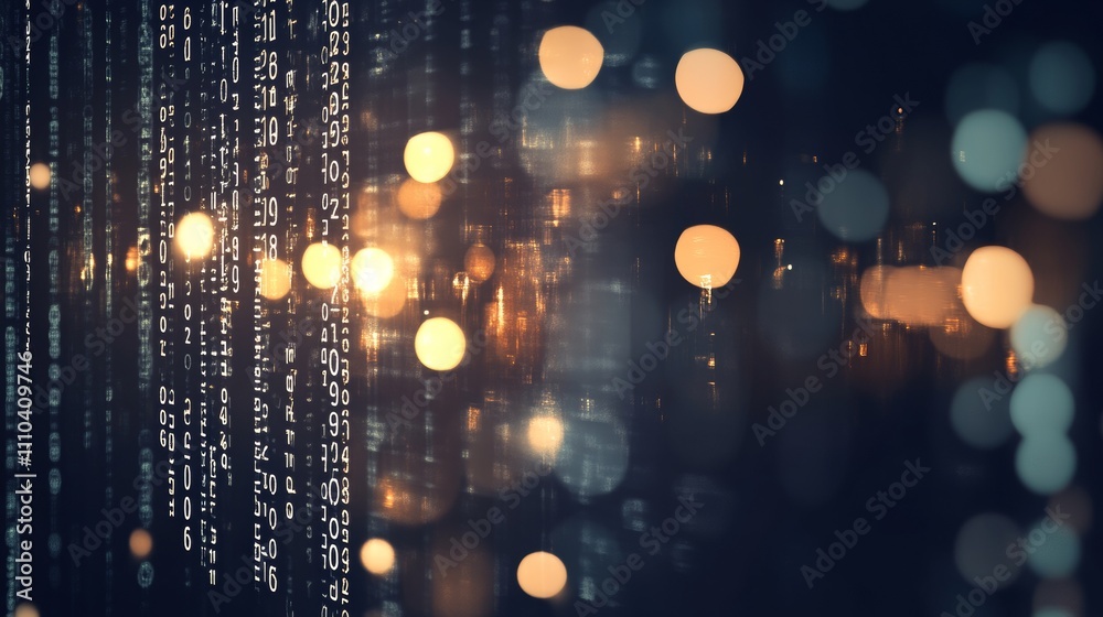 Binary matrix code with white numbers on a black background, ideal for ...