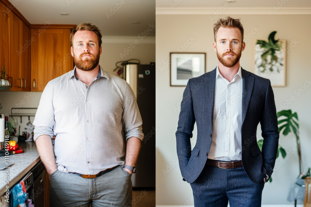 Inspiring Weight Loss Transformation:side-by-side Overweight to Fit ...