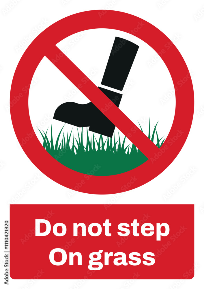 ISO prohibition safety signs sentence case text_do not step on grass ...