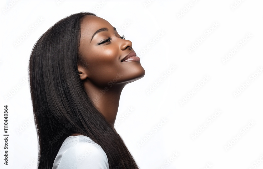 Beautiful African American woman with dyed and straight hair. The ...