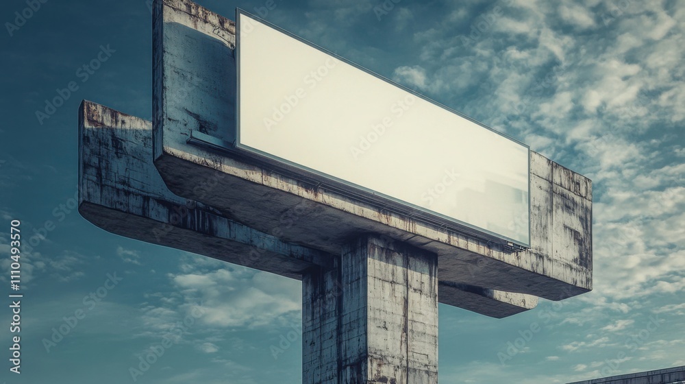 Dramatic Urban Highway: Elevated Structure with Massive Billboard on ...