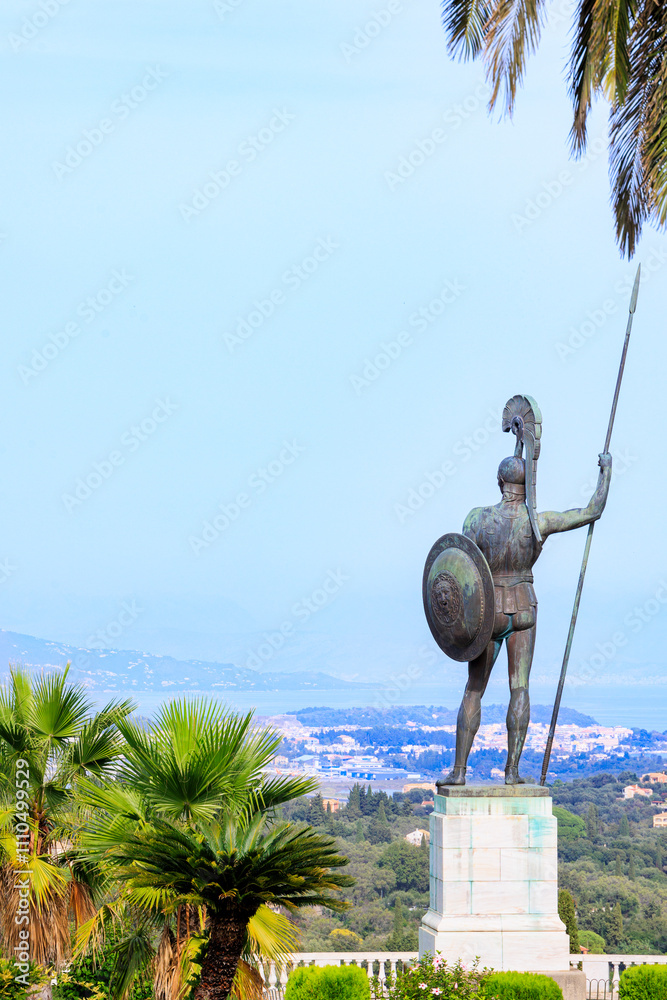 Statue of the victorious Achilles in the Achileion on the island of ...