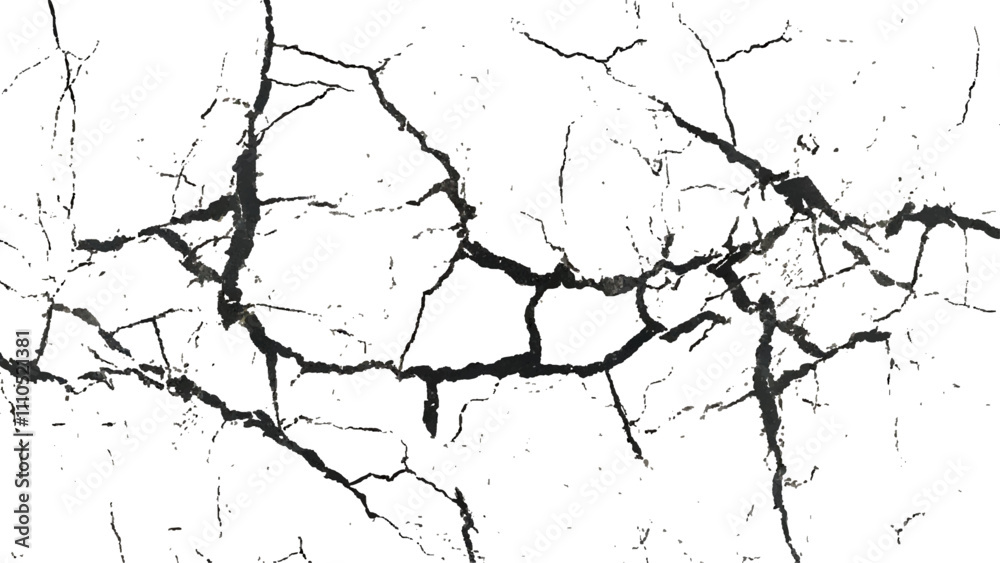 Crack texture lines isolated on transparent background. Vector grunge ...