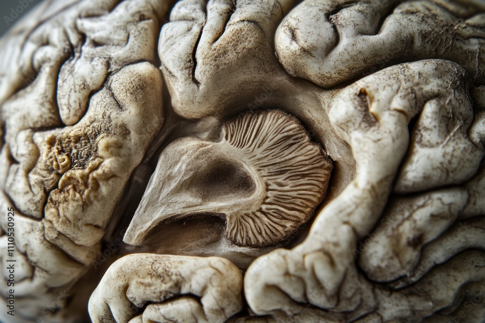 A close-up photograph of a human brain specimen, highlighting its ...