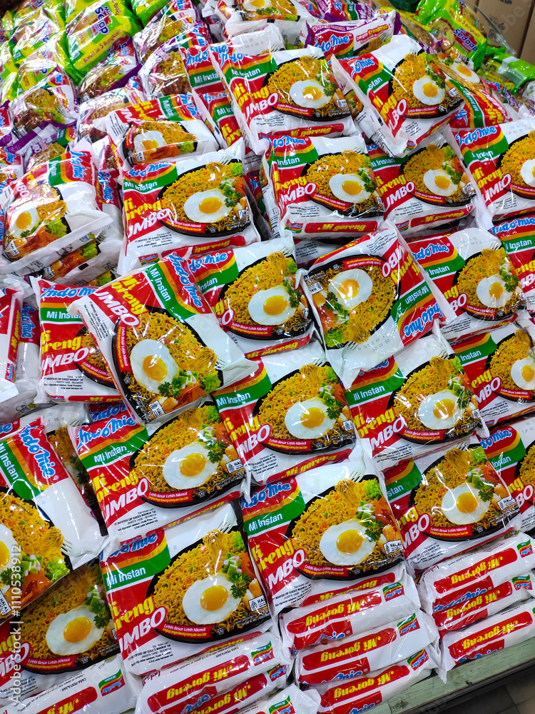 Jakarta, Indonesia - September 14, 2024 : Stacks of packaged instant ...