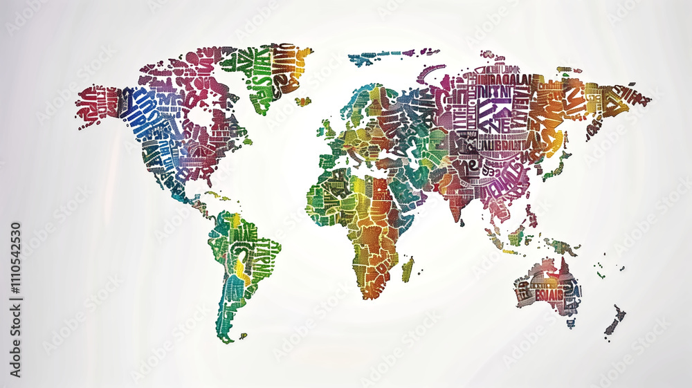 Vector illustration of a colorful world map with country borders Stock ...