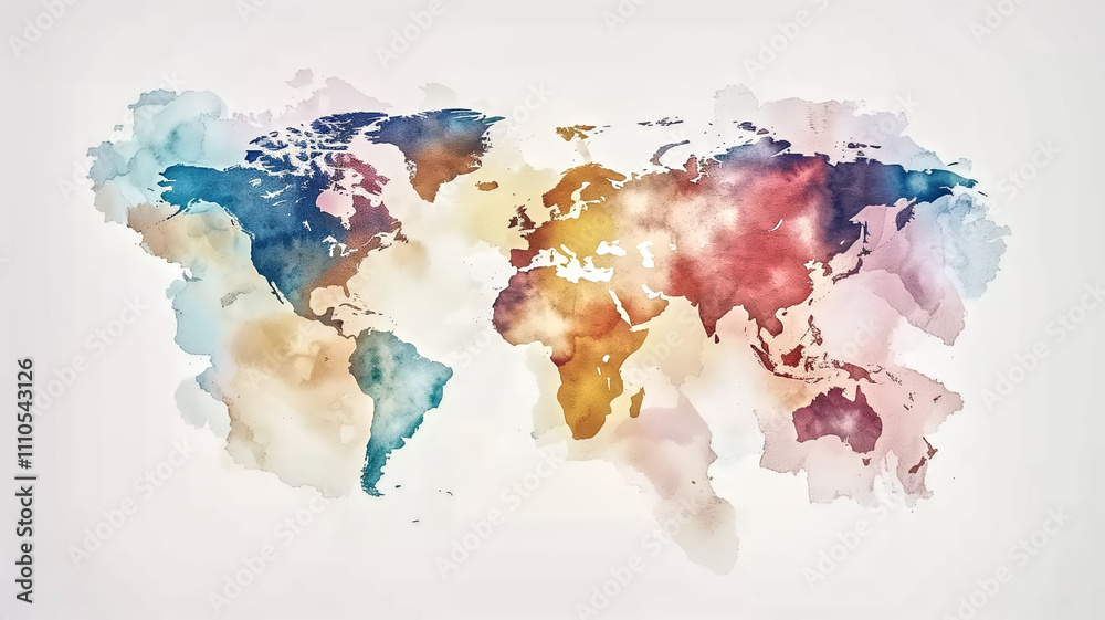 Vector illustration of a colorful world map with country borders Stock ...