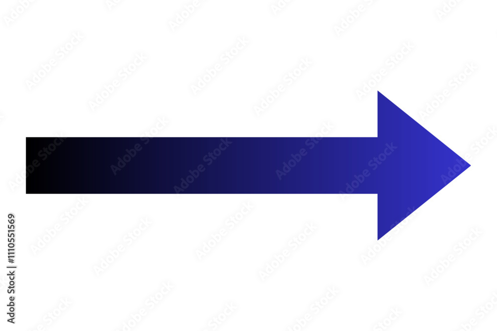 Gradient black blue arrow isolated on white. arrow icon on transparent ...