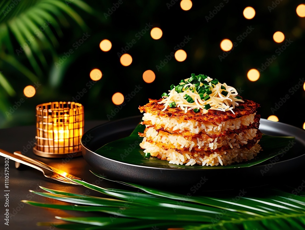 Glazed Filipino bibingka rice cake, golden edges and melted cheese ...