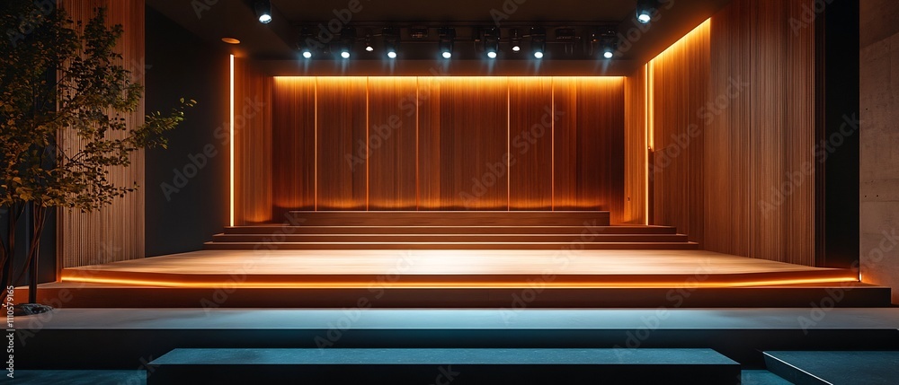 Minimalist ambient lit stage with elegant and simple decor emphasizing ...