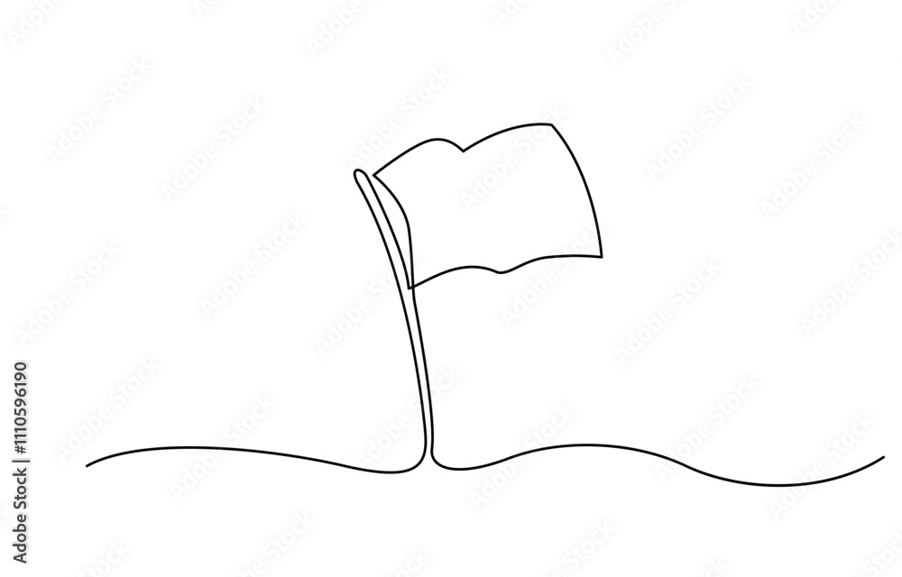 Continuous one line empty, white flag drawing. Flag Vector illustration ...
