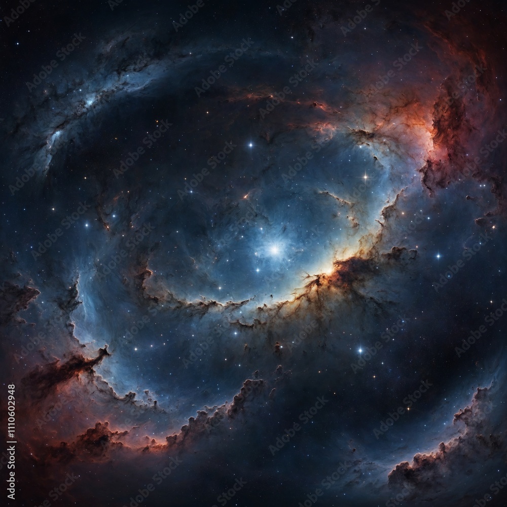 360 degree space background with nebula and stars, equirectangular ...