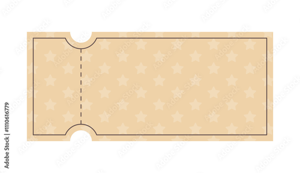 Empty, blank vintage ticket. Beige vector ticket illustration. Theater, festival, circus ...