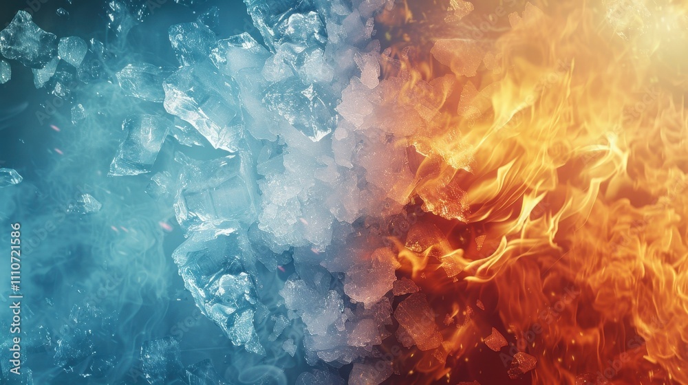 Abstract fire and ice design, a magical backdrop of fiery flame vs ...