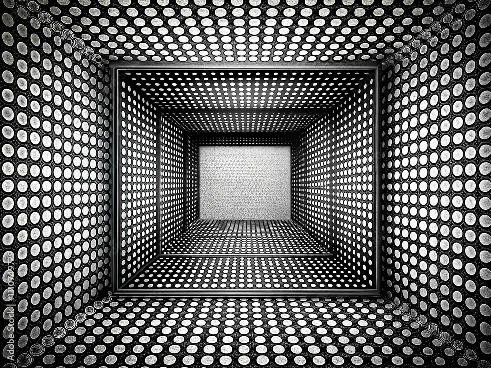Monochrome Geometric Dotted Frame Design Creating an Optical Illusion ...