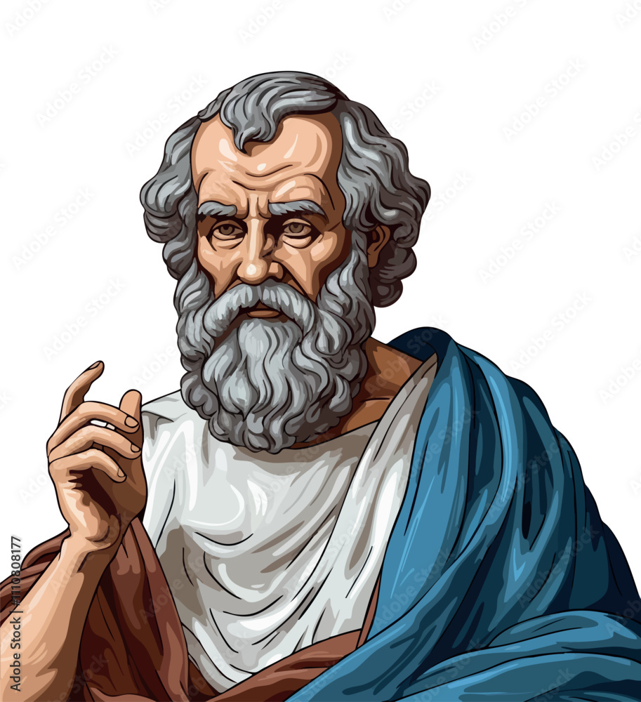 Illustrated Vector Drawing of Plato. Plato, an ancient Greek ...